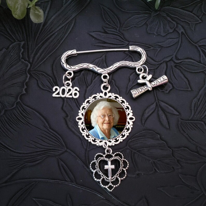 Graduation Memorial Photo Gown Charm Pin, Silver, Diploma Pendant for ...