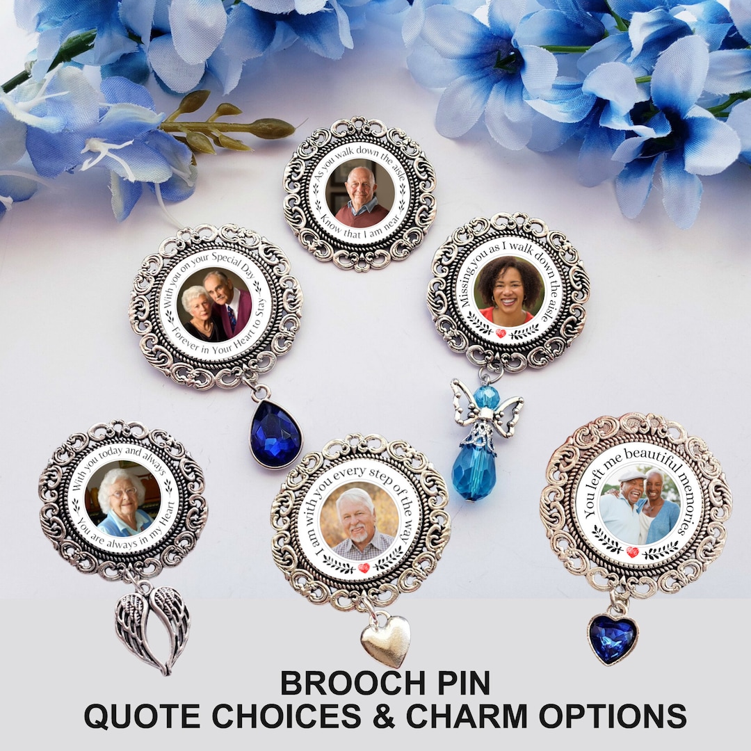 Wedding Memorial Photo Charm Brooch Pin, Memory Remembrance Lapel Tux ...