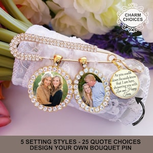 Memorial Photo Wedding Charm Gold Pin to Attach to Bouquet, Something ...
