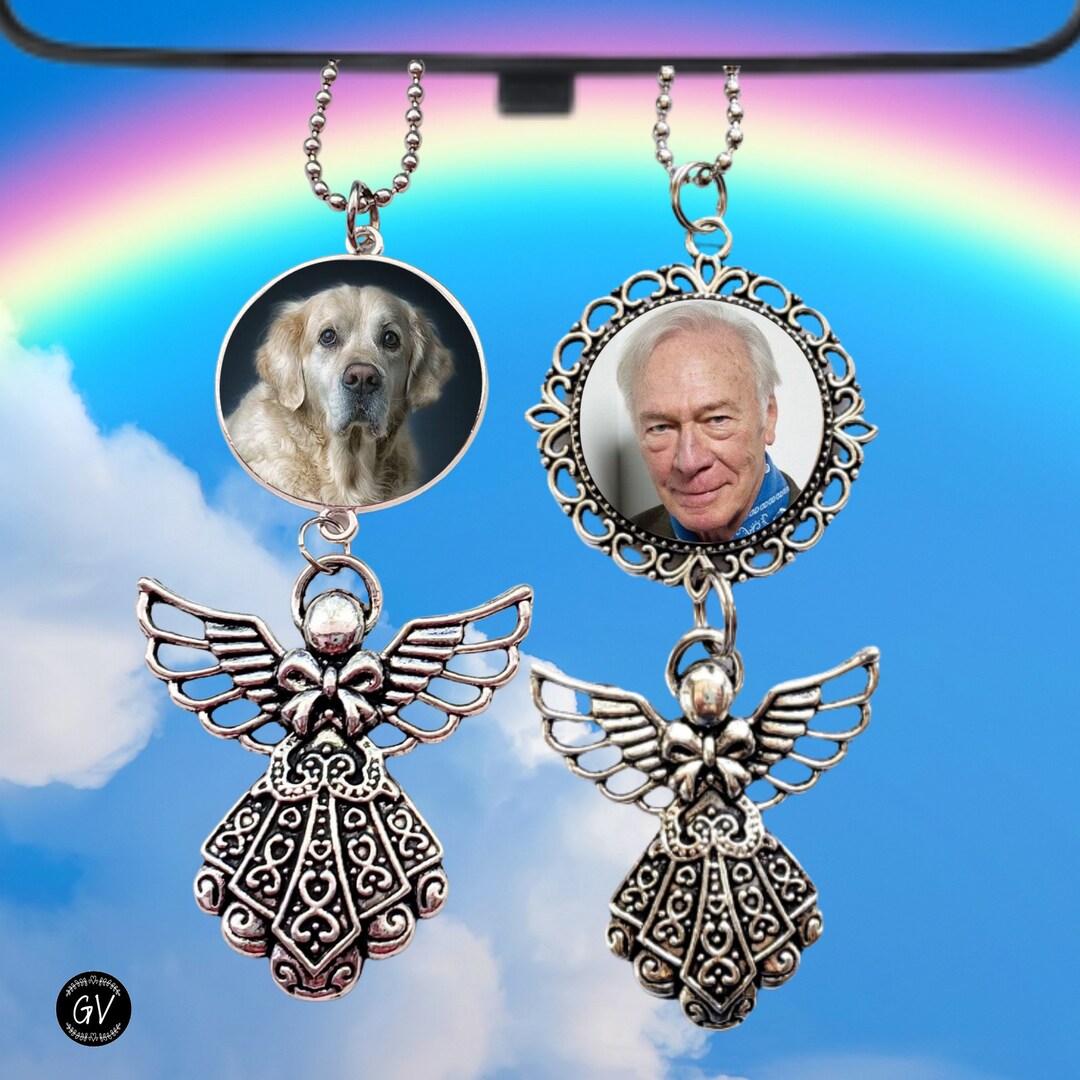 Rear View Mirror Memorial Photo Picture Charm, Angel Wing Heaven Charm ...