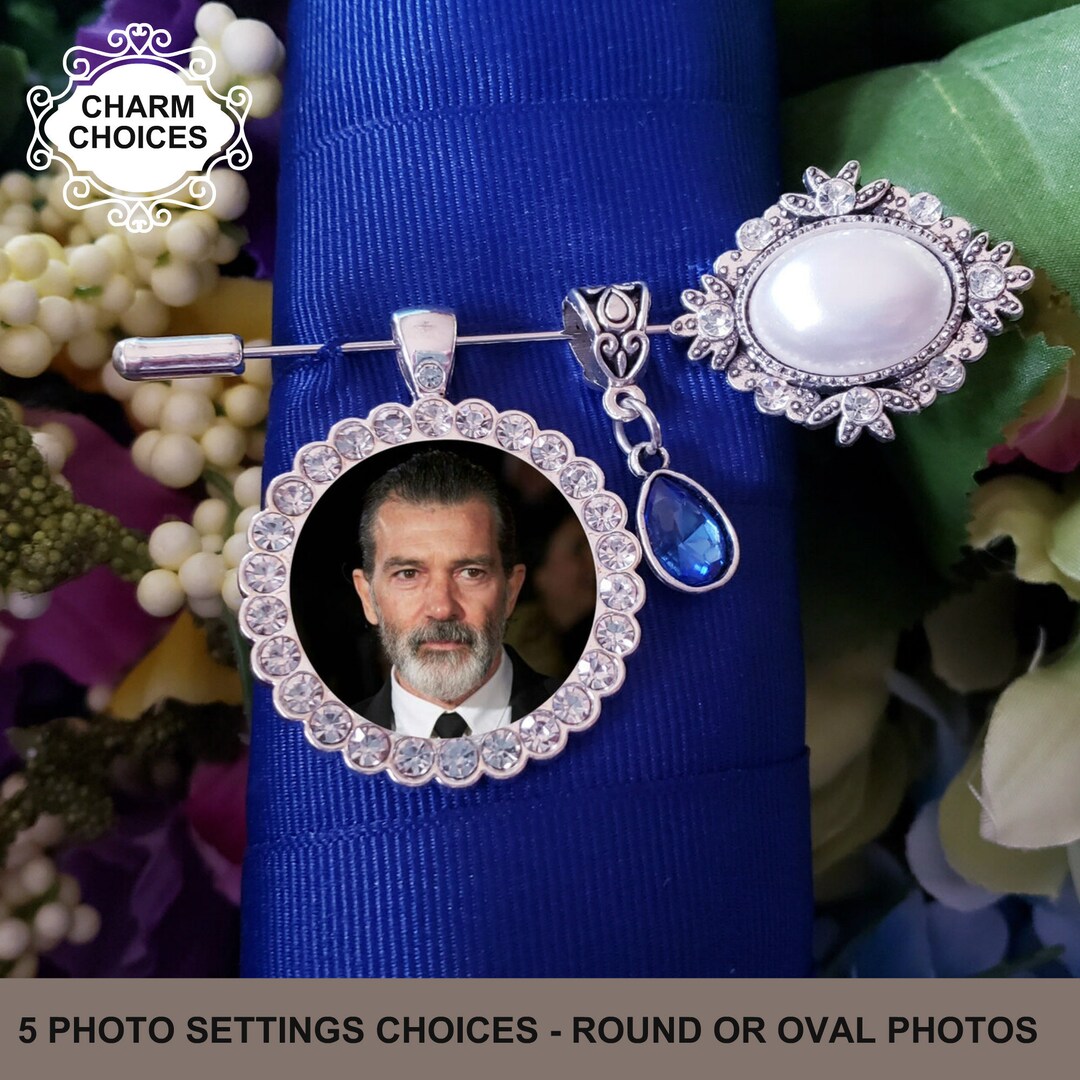 Memorial Bouquet Photo Wedding Bridal Charm, Pearl Pin to Attach, Bride ...