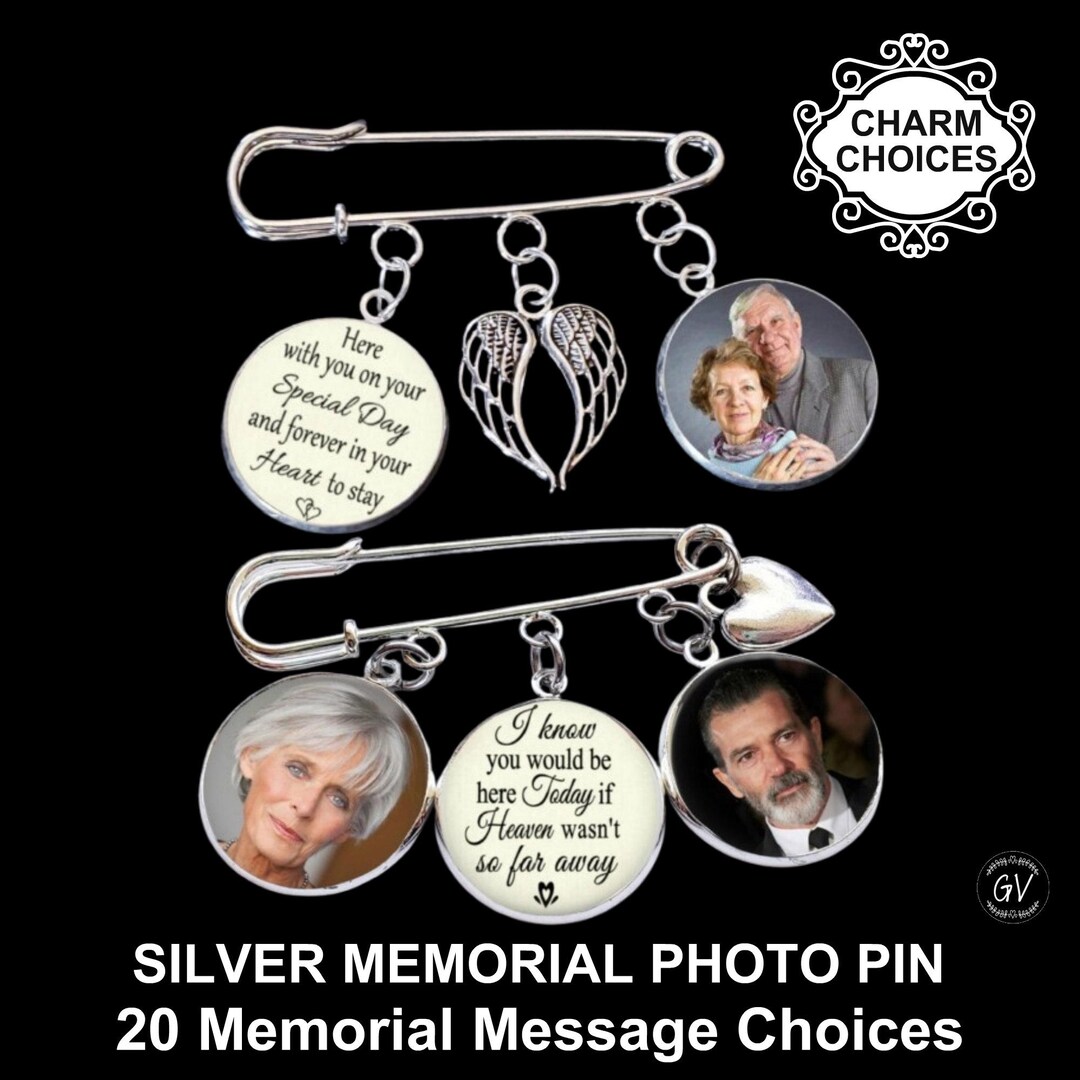 Graduation Memorial Photo Gown Charm Pin, Silver, 1 or 2 Photos ...