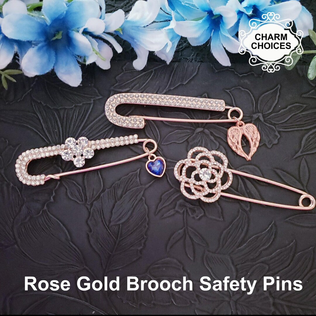Rose Gold Rhinestone Pin to Use Attach to Wedding Bouquet, Safety Kilt ...