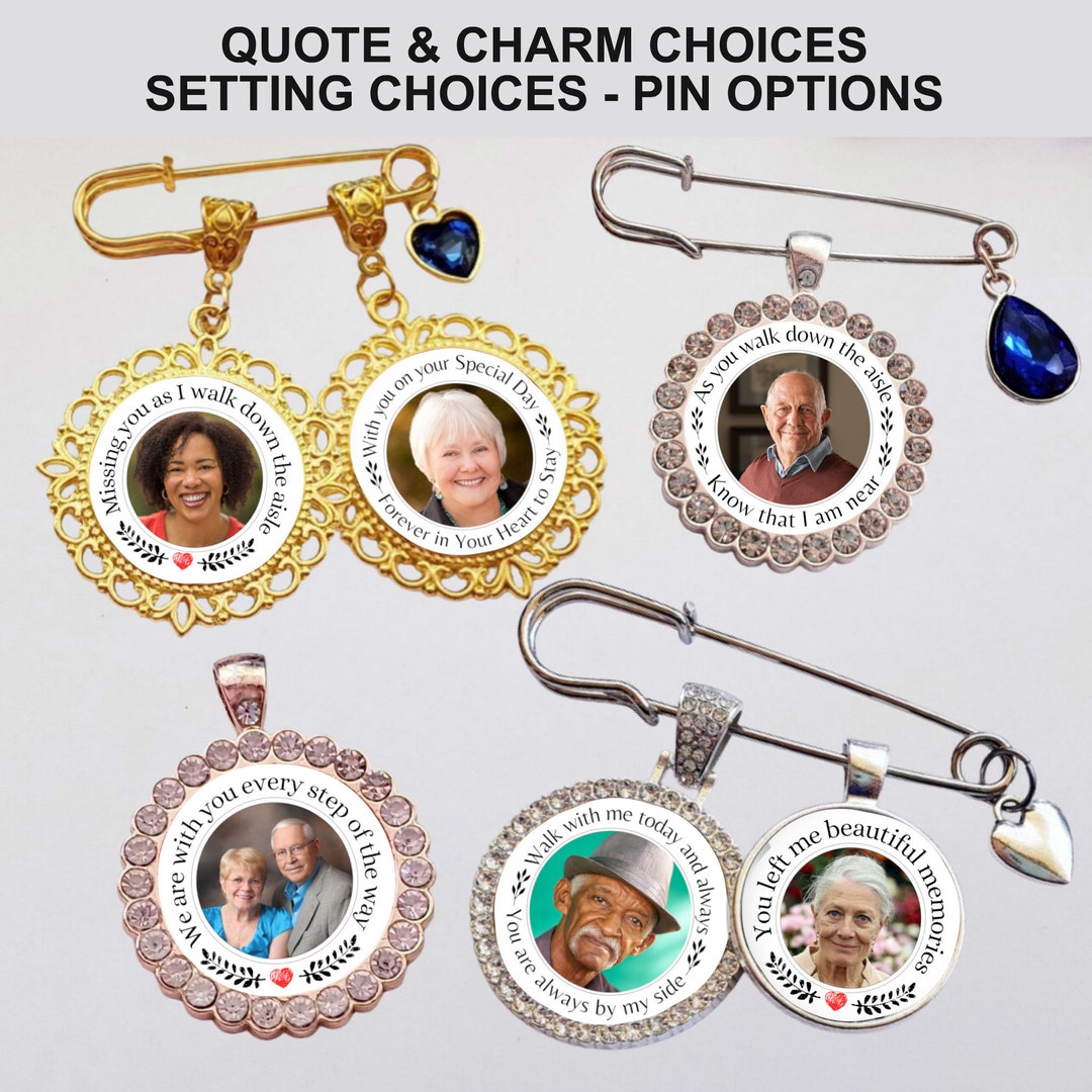 Memorial Photo Bouquet Wedding Charm Bridal Groom Lapel Tux Pin, Gift ...