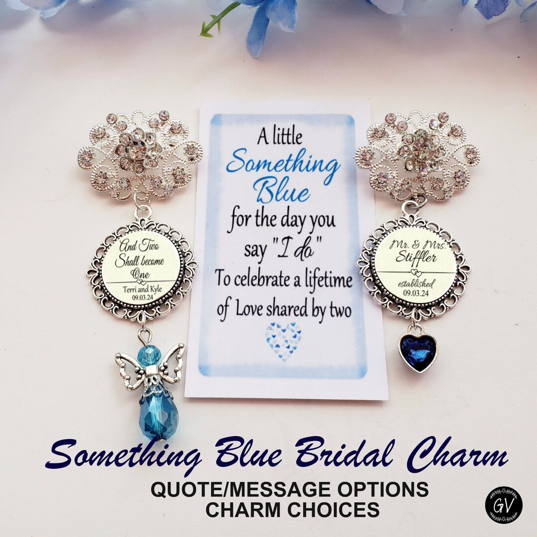 Something Blue, Wedding Bouquet Wedding Date Charm, Bride and Groom's ...