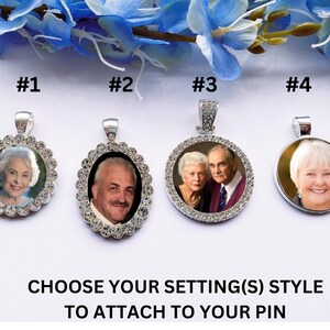 Memorial Photo Wedding Charm, Rhinestone Pin to Attach to Bouquet, Gift ...
