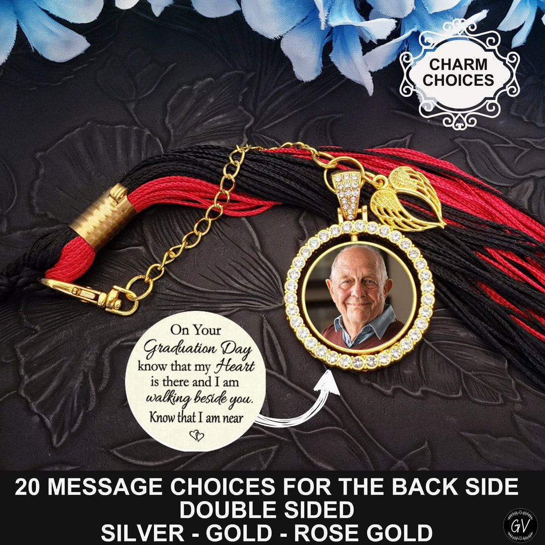 Graduation Tassel Memorial Photo Charm, Message Quote, Double Sided ...