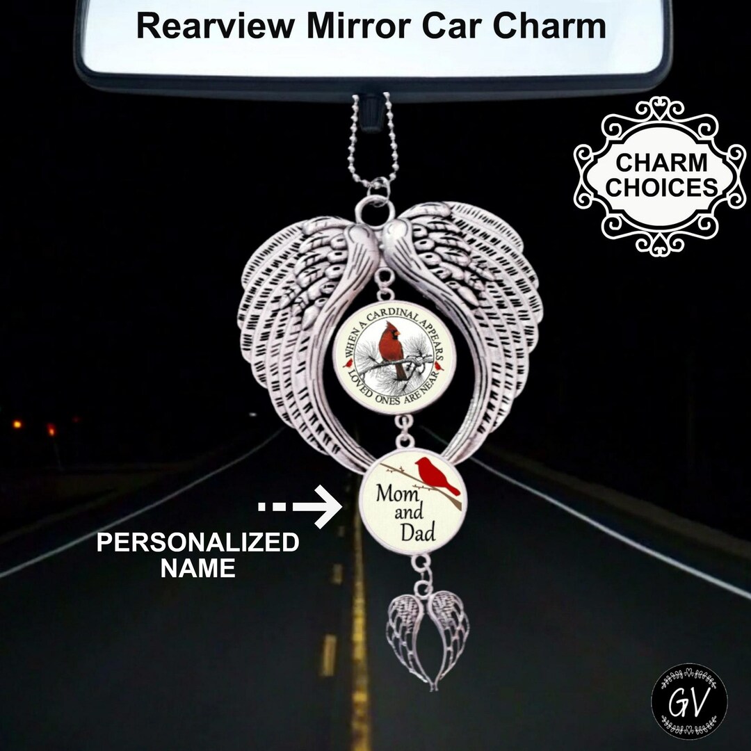 Angel Wing Car Rear View Mirror Memorial Charm, When a Cardinal Appears ...