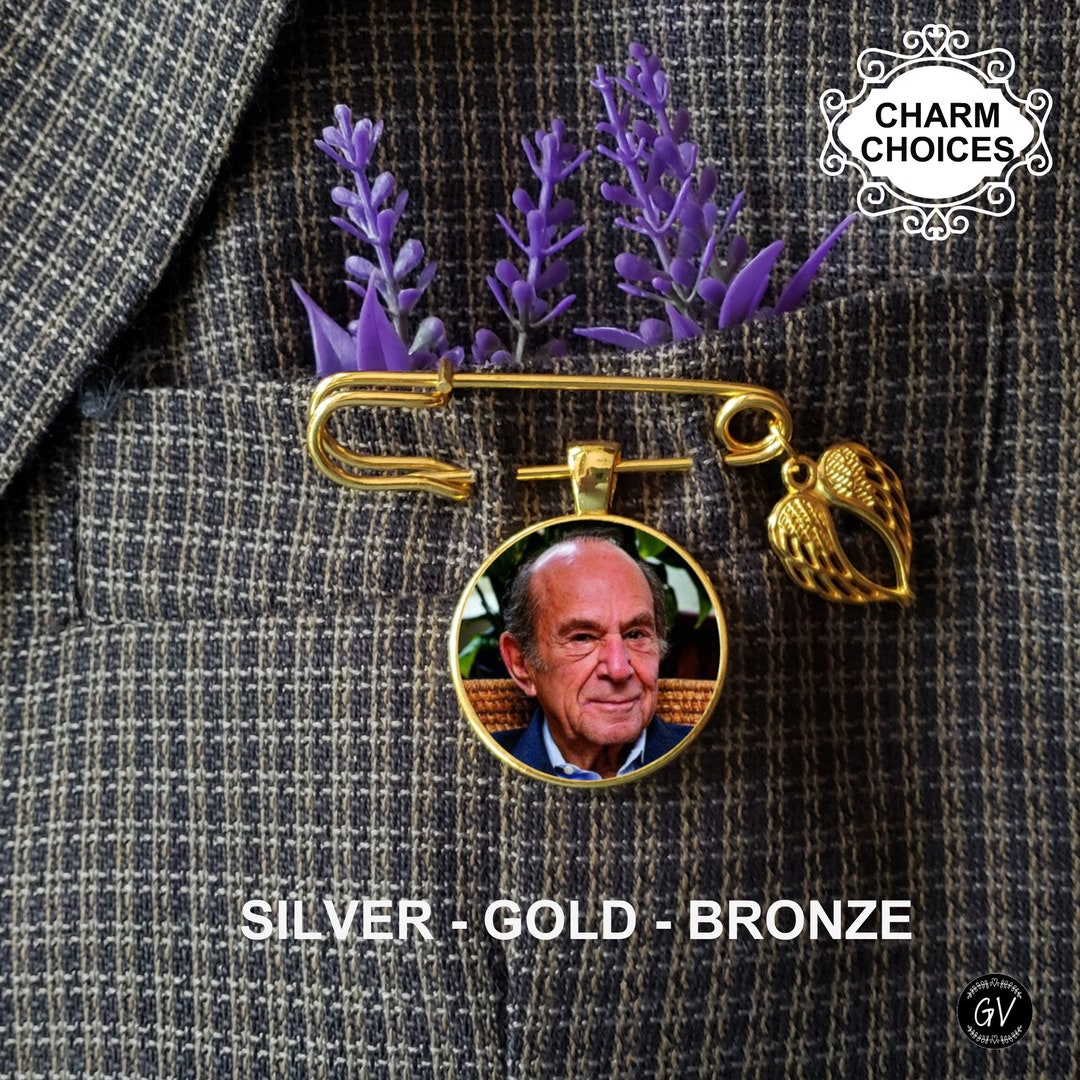 Groom Boutonniere Tuxedo Pin Memorial Photo Lapel Pin Gold - Etsy