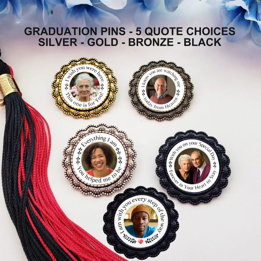 Graduation Memorial Photo Gown Charm Pin, Memory Remembrance Pendant ...