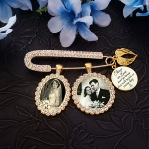 Memorial Photo Wedding Charm Gold Pin to Attach to Bouquet, Something ...