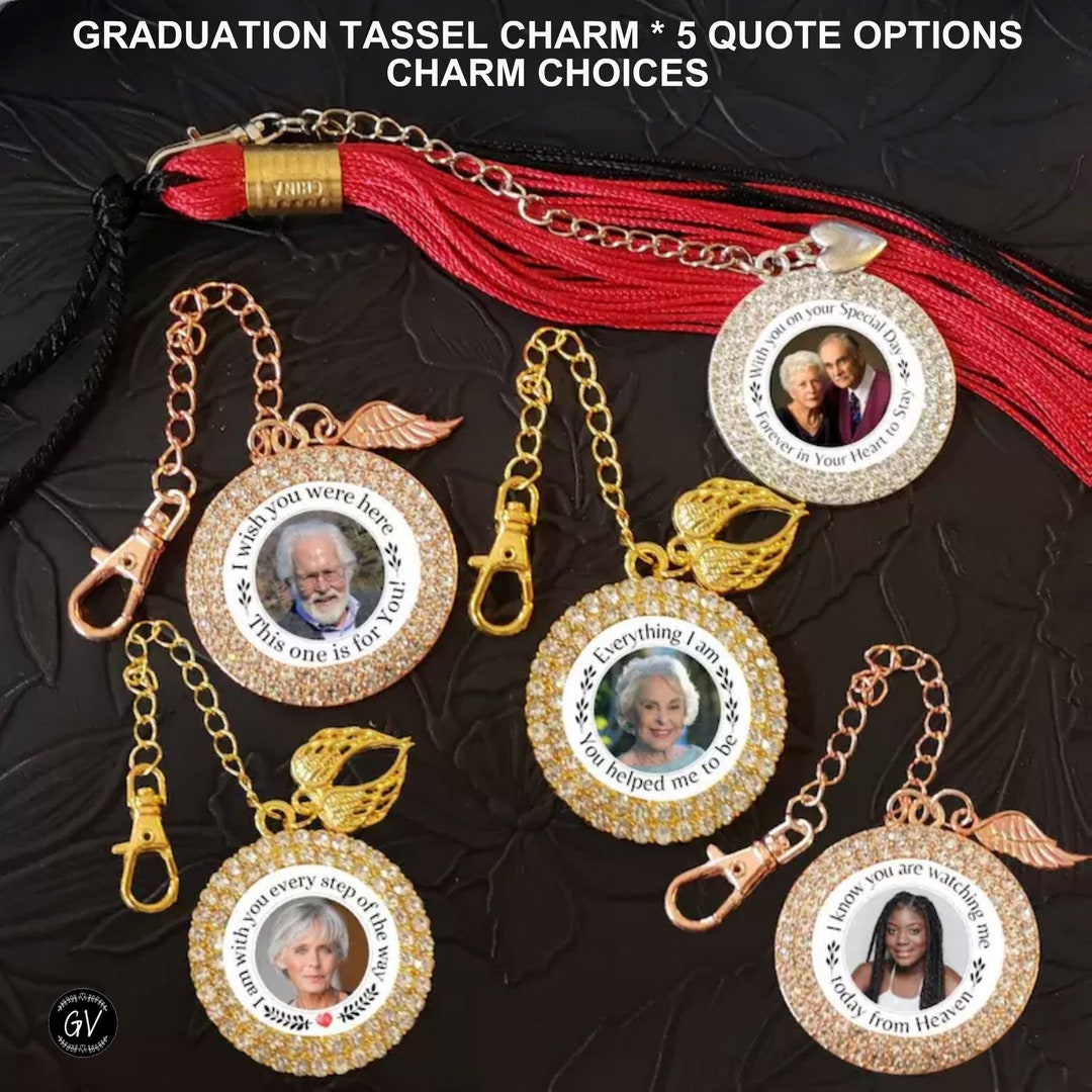 Memorial Graduation Tassel Photo Rhinestone Charm, Pendant for Cap and ...