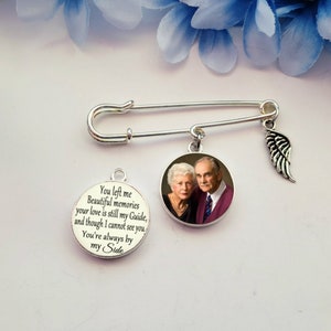 Groom Boutonniere Photo Memorial Lapel Pin, Double Sided, Mom Dad Loved ...