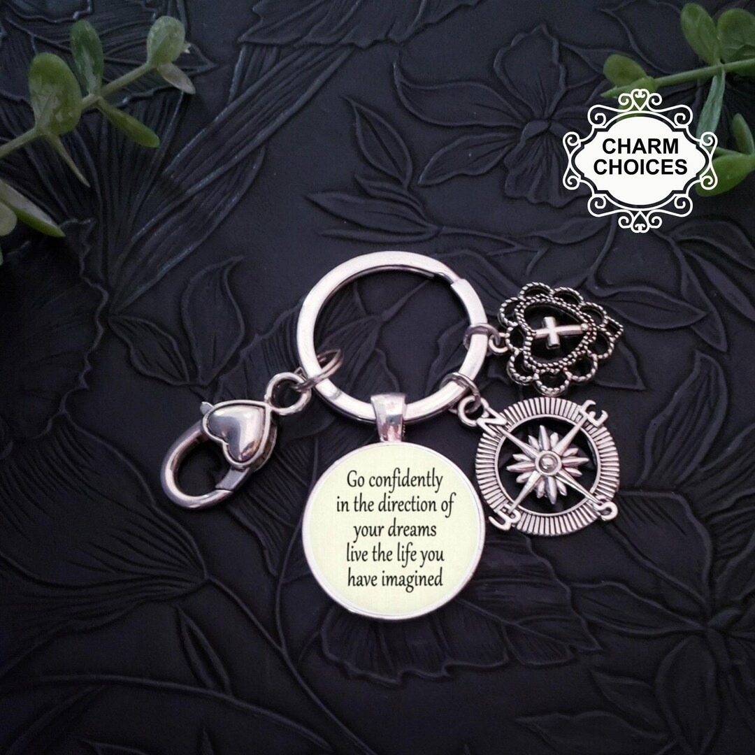 Go Confidently in the Direction of Your Dreams Compass Keychain, Key ...