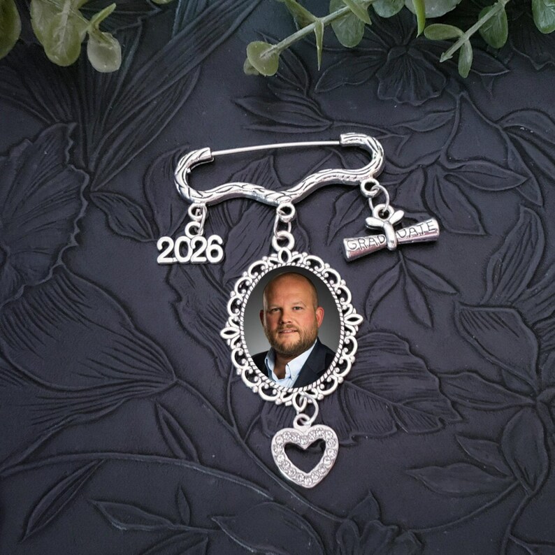 Graduation Memorial Photo Gown Charm Pin, Silver, Diploma Pendant for ...