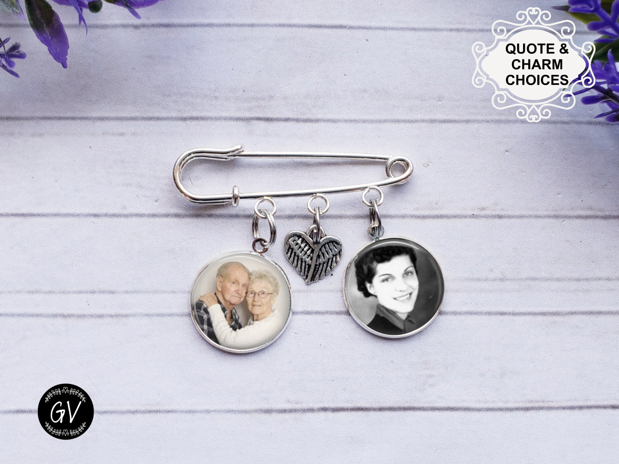 Photo Wedding Bouquet Pin Charm Photo Lapel Pin Boutonniere | Etsy