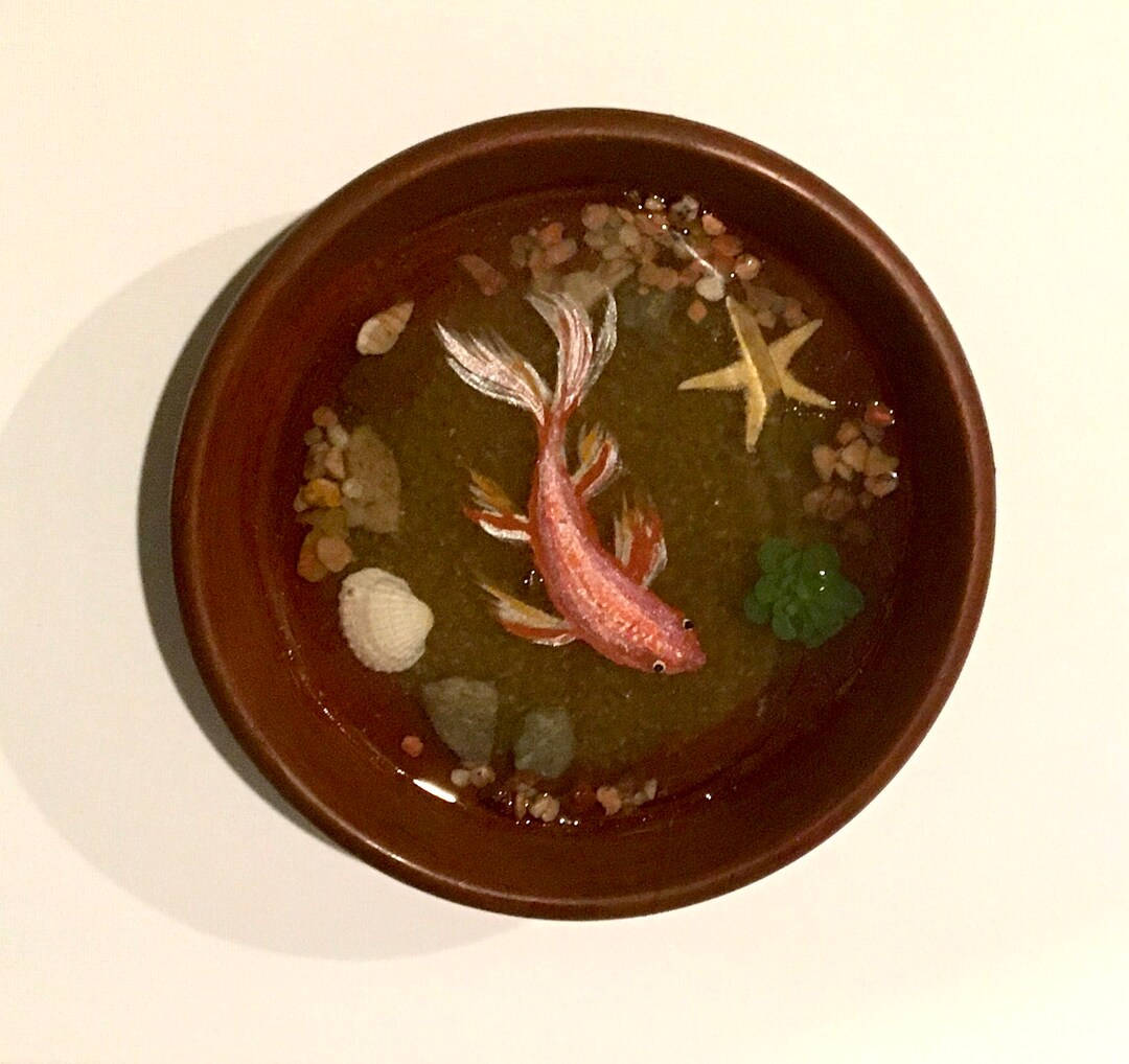 Beautiful Gift Fish in a 7 Inch Tiny Pond 3D Art Resin Wooden Bowl - Etsy