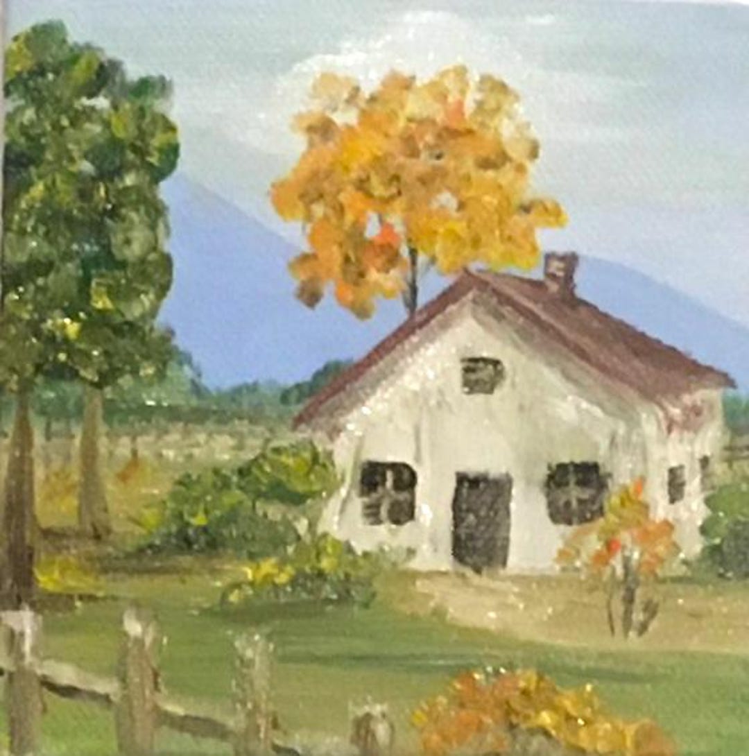 Landscape House 4x4 Inches Original Oil Painting Art Wall Hanging - Etsy