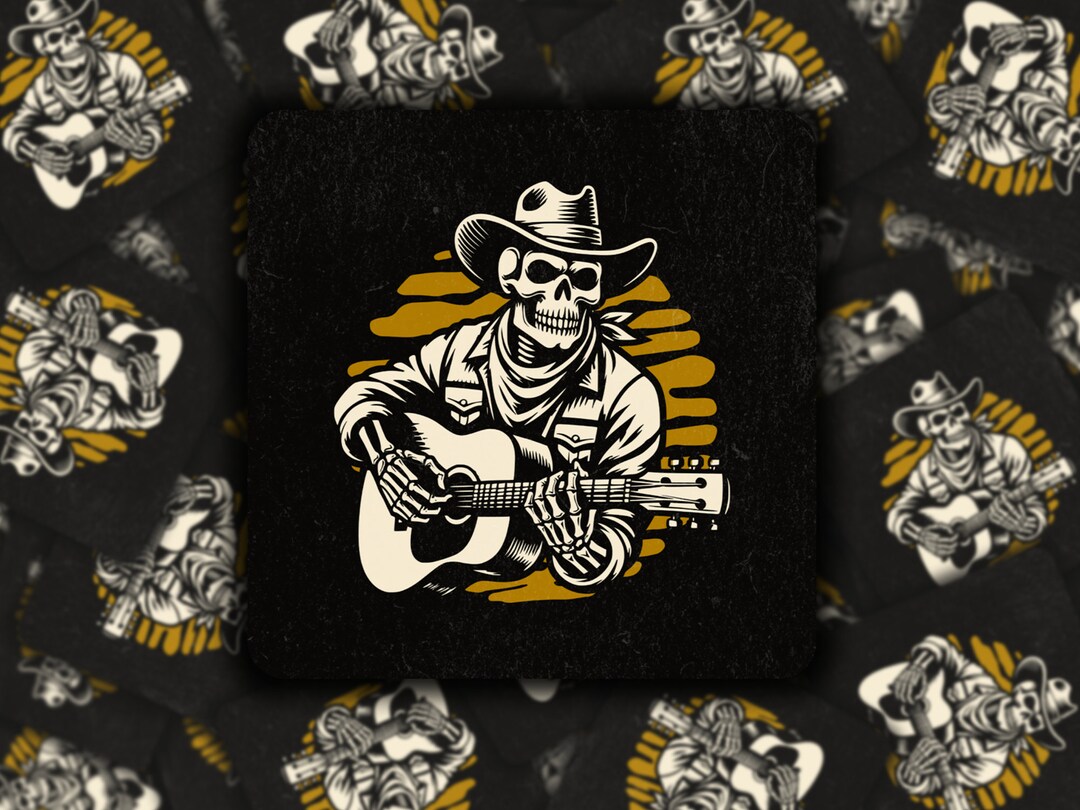 Cowboy Skeleton Square Sticker - Country Music Inspired Sticker, Unique ...