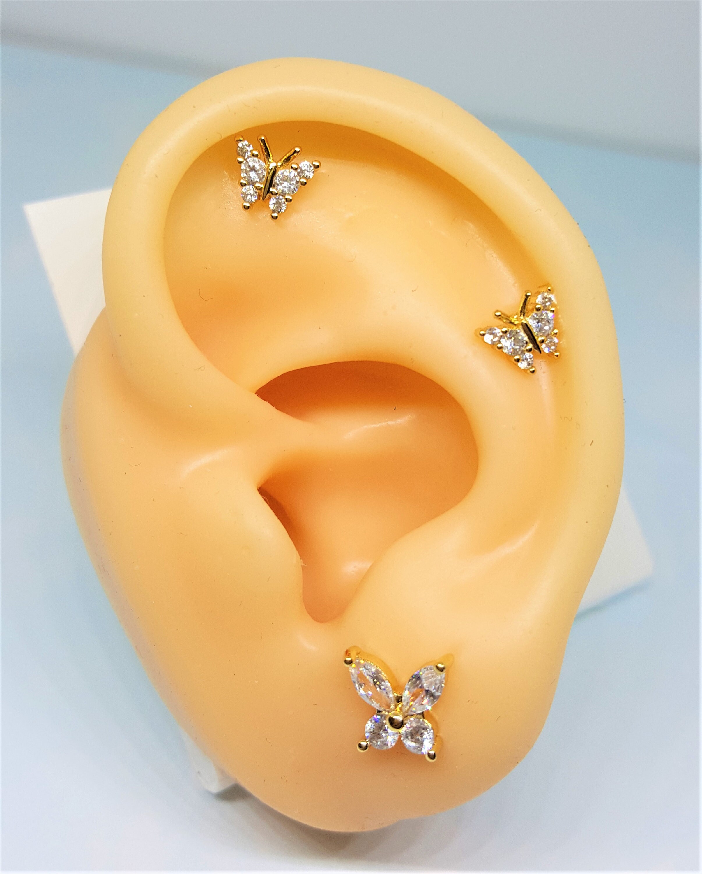 20G Sparkly Butterfly Gold Silver Stud Pendiente Helix | Etsy