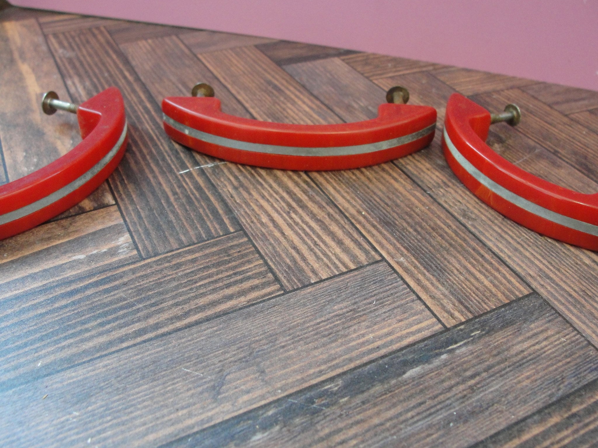 Vintage 1940's-50's Set of Red Bakelite Drawer Pulls - Etsy