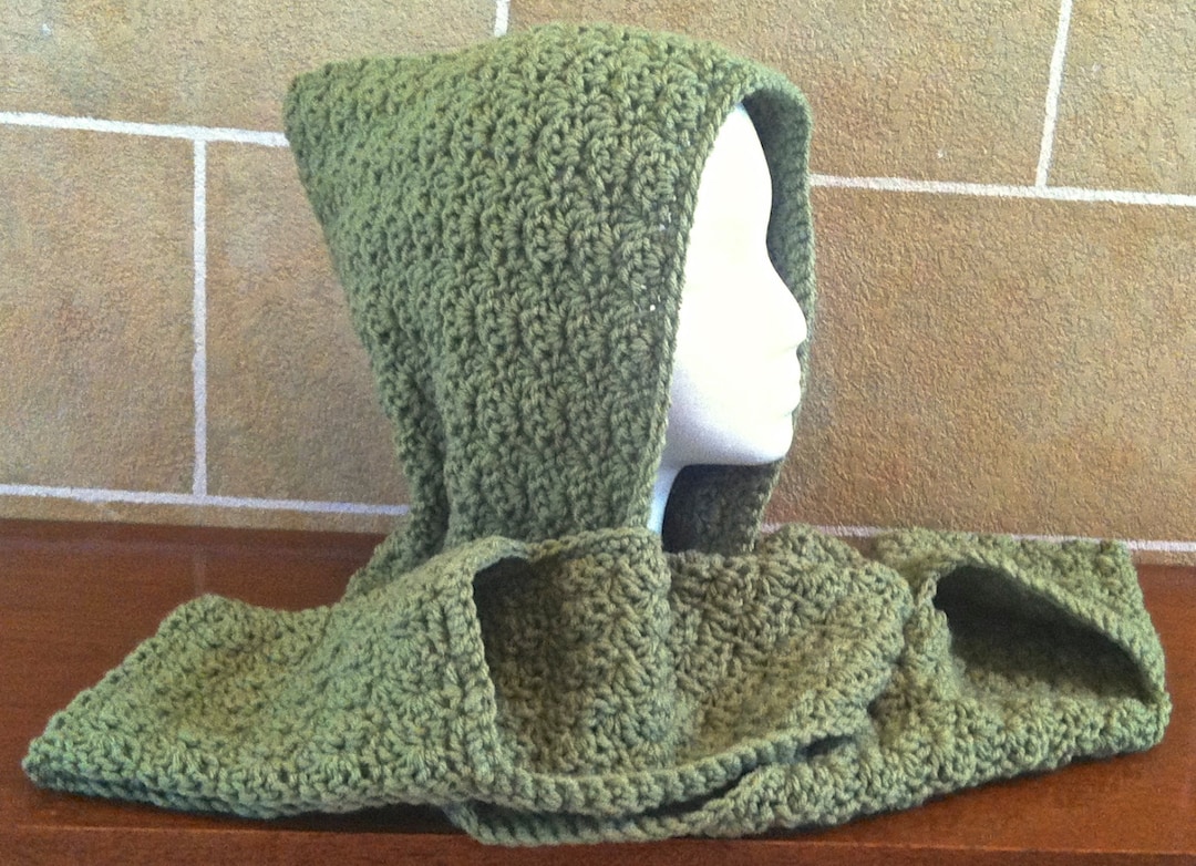 Hooded Scarf With Pockets - Crochet - Large Stitch - Warm - Winter ...