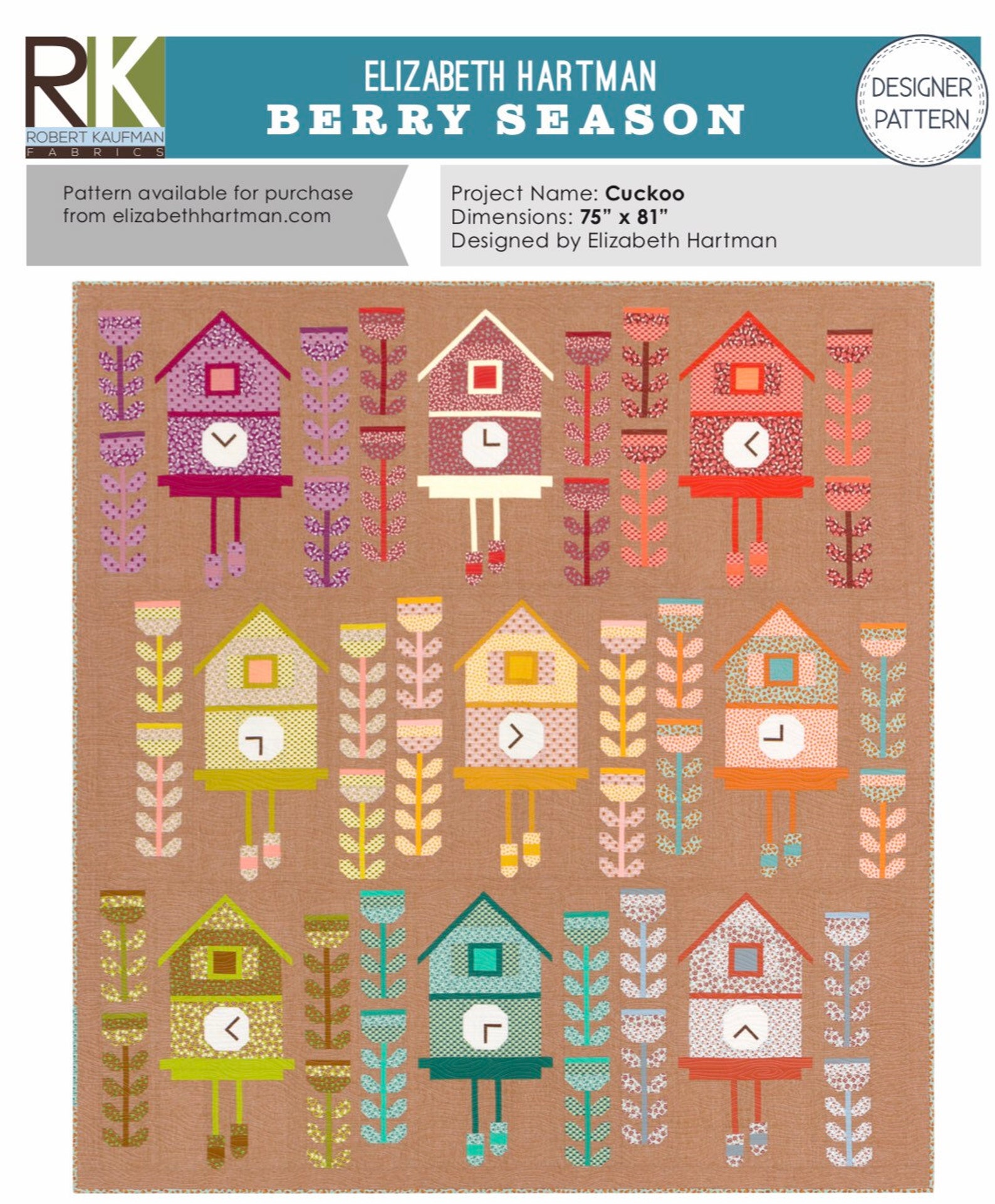 Cuckoo Quilt PATTERN Using Berry Season by Elizabeth Hartman | Etsy