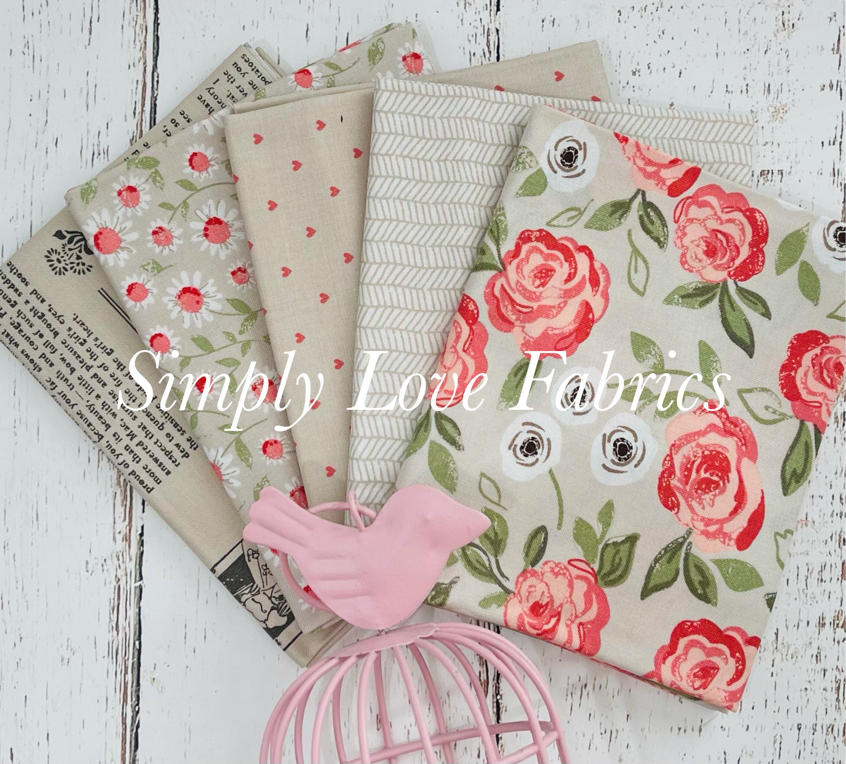 Love Note- Fat Quarter Bundle (5 Pink Fabrics) Lella Boutique for Moda