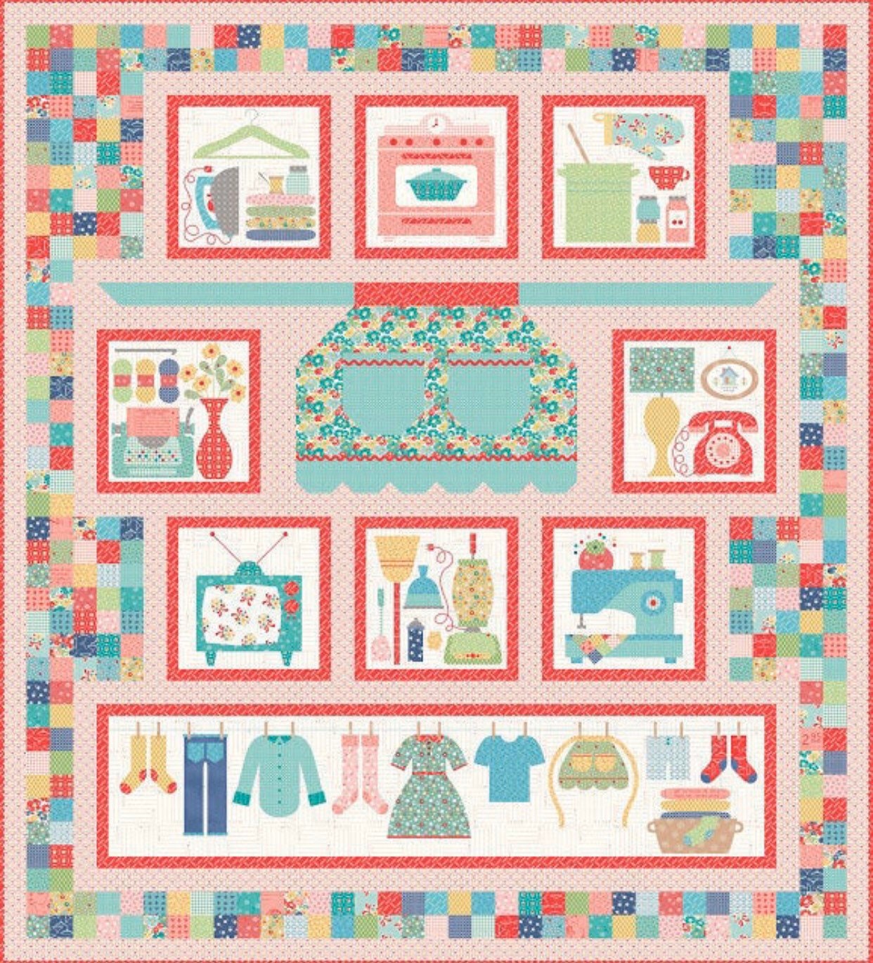 Vintage Housewife Quilt Kit With Vintage Happy 2 Fabric By Lori Holt Of