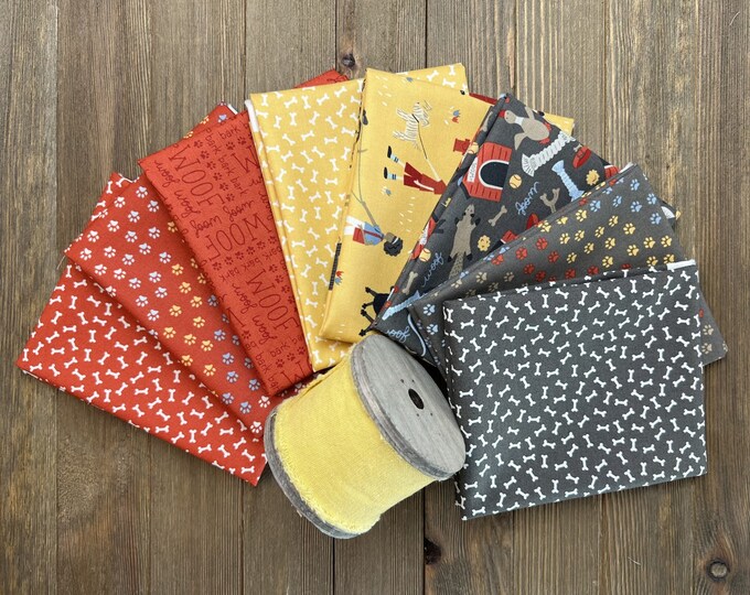 Dog Daze-fat Quarter Bundle (8 Red/buttercup/dirt Fabrics) by Stacy ...