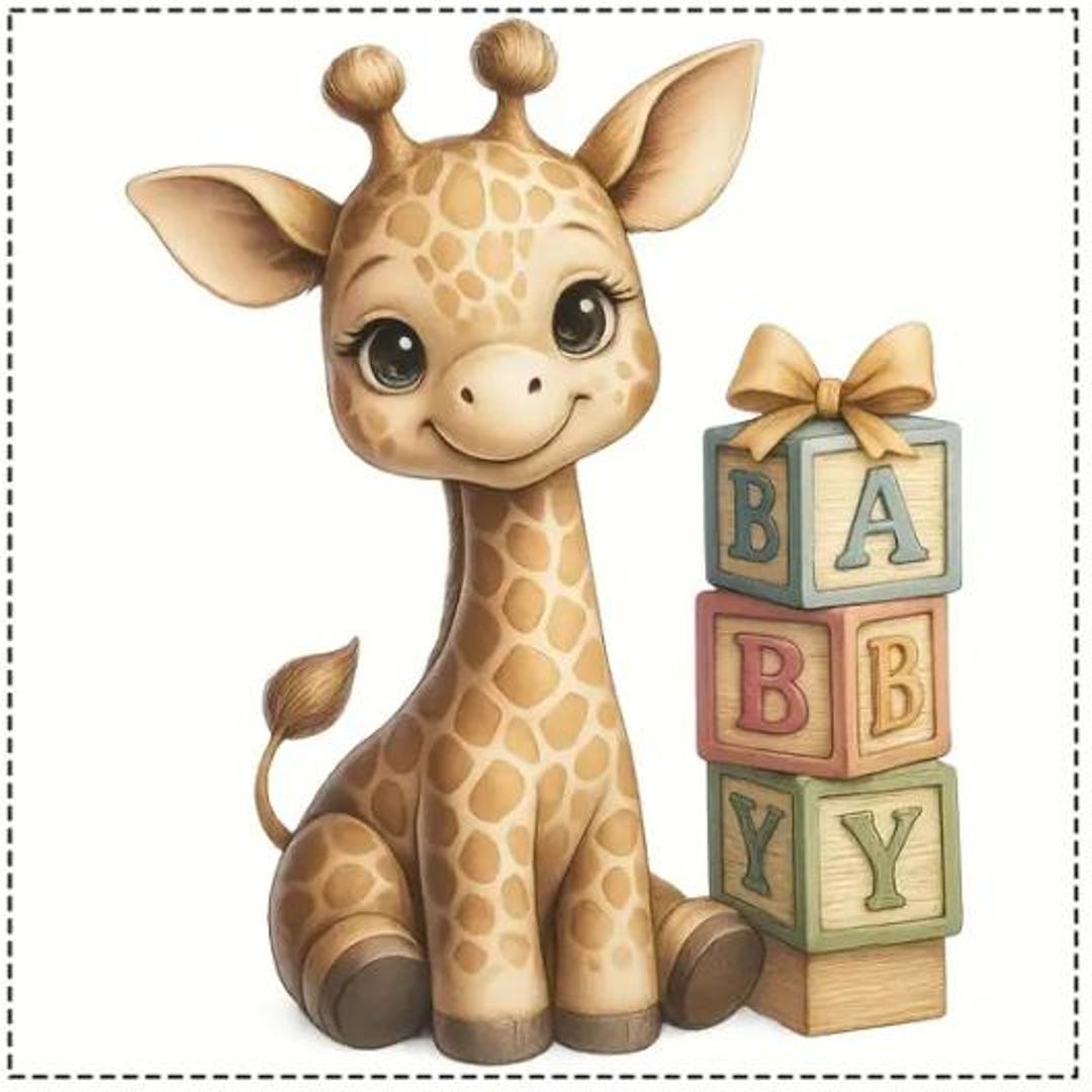 Giraffe Baby Iron On, Heat Transfer Decal for Shirts, Bags, Hats and ...