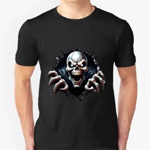 Scary Skull Iron On, Heat Transfer Decal for Shirts, Bags, Hats and ...