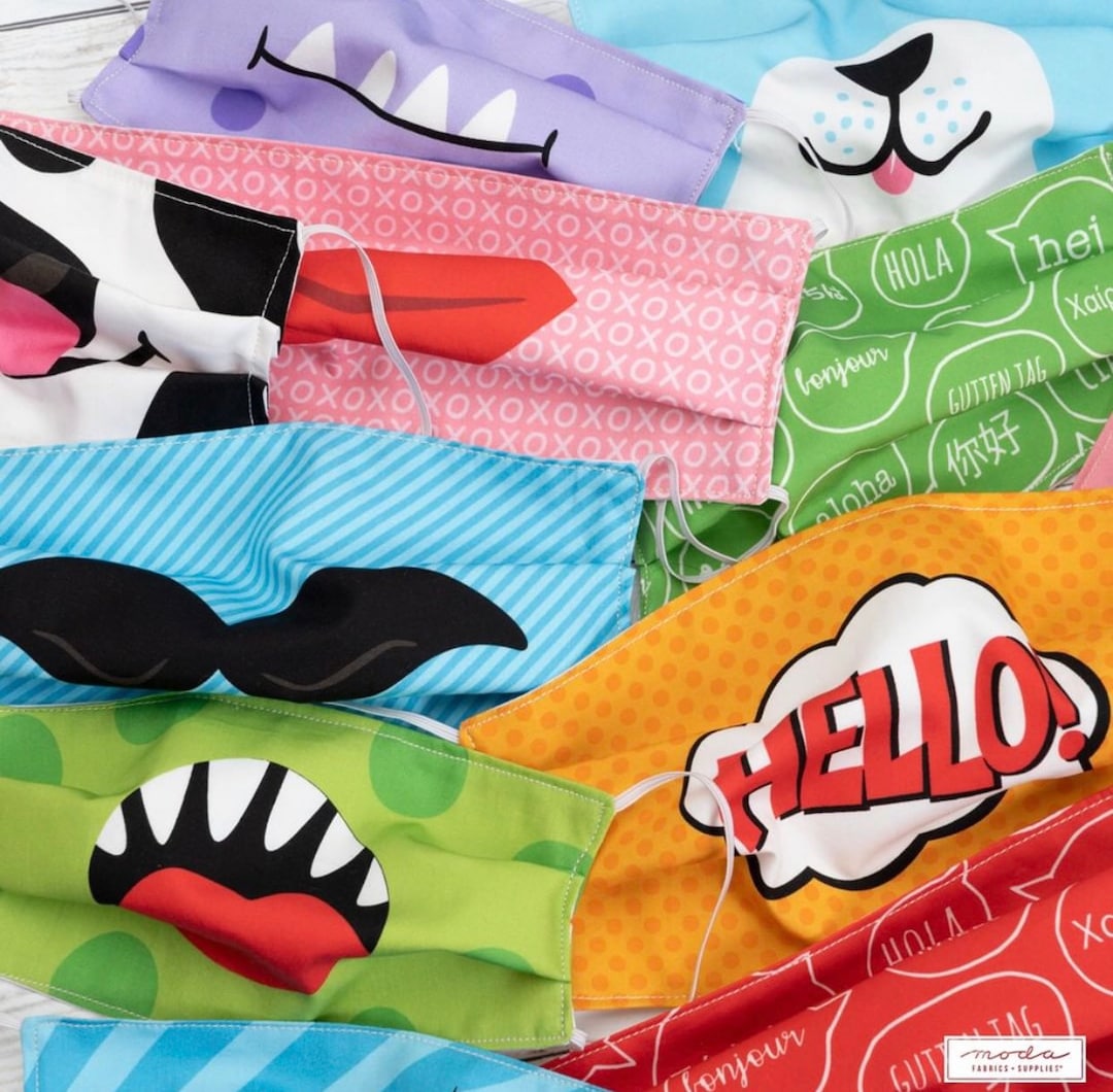 Safety First Face Mask PANEL (24” X 44” ) by Stacy Iset Hsu for Moda ...