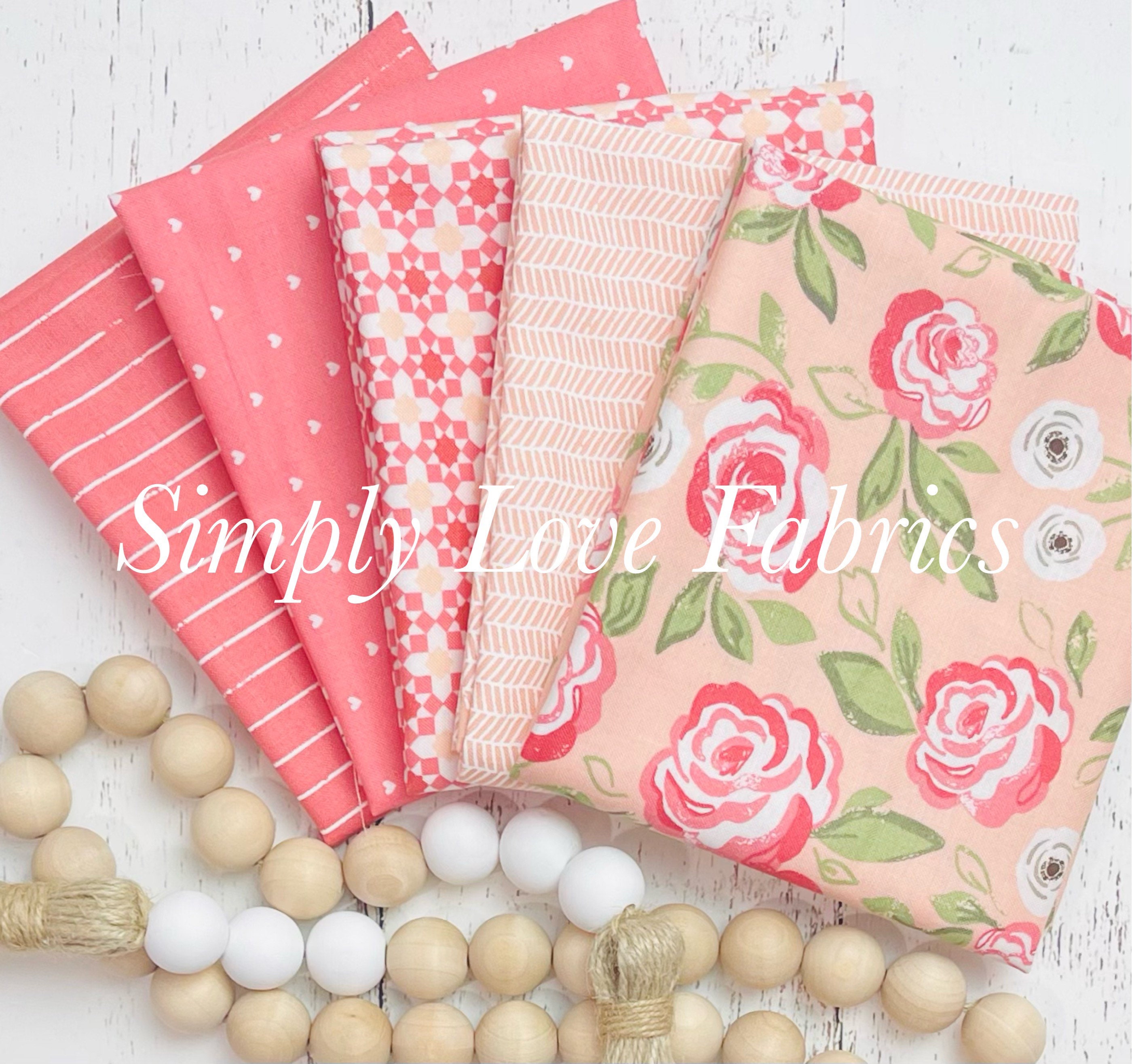 Love Note- Fat Quarter Bundle (5 Pink Fabrics) Lella Boutique for Moda