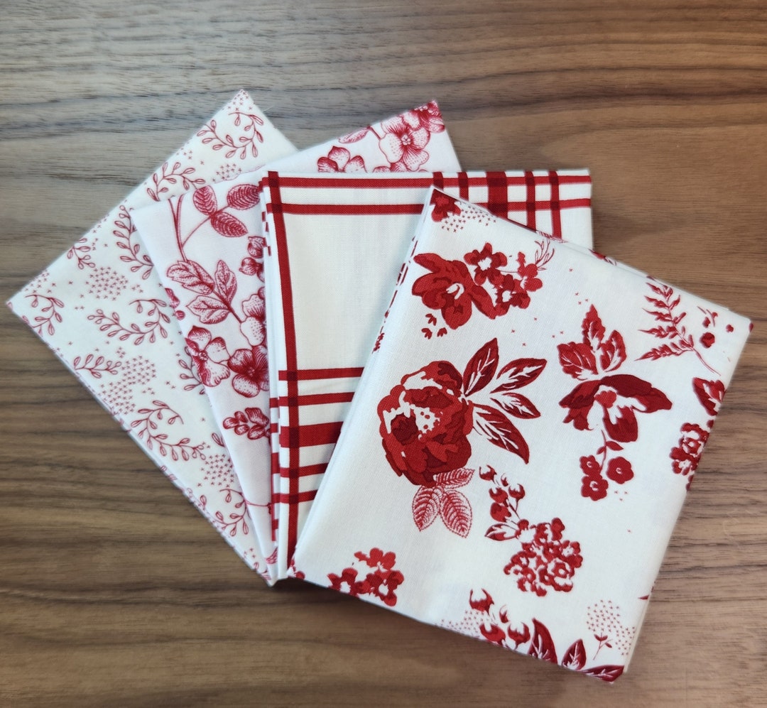 Heirloom Red-fat Quarter Bundle (4 Cream Fabrics) by My Mind's Eye for ...