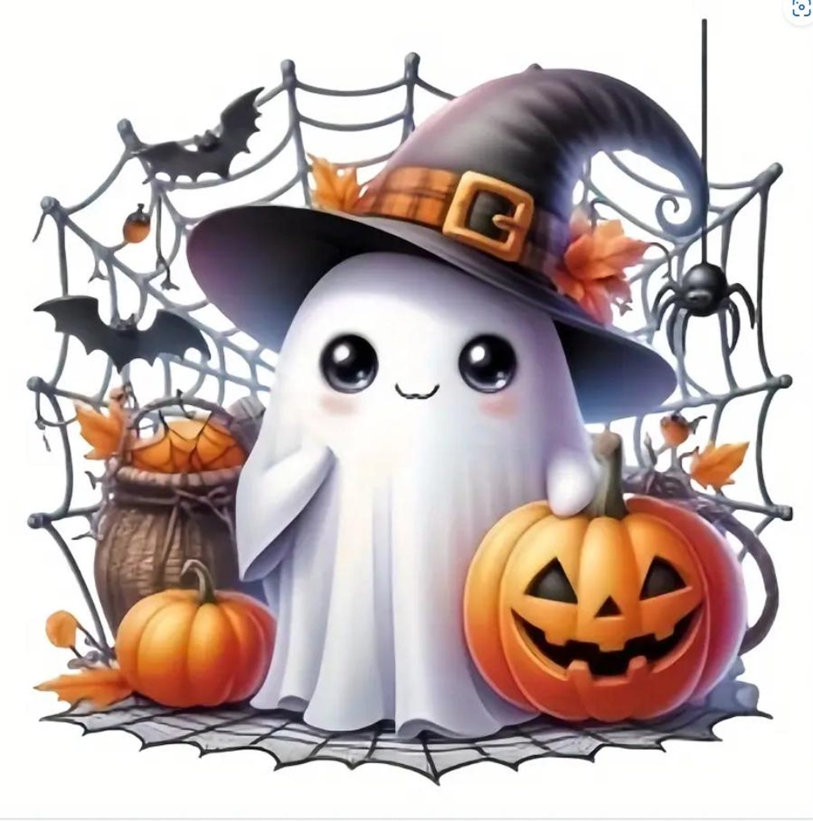 Halloween Ghost Iron On, Heat Transfer Decal for Shirts, Bags, Hats and ...
