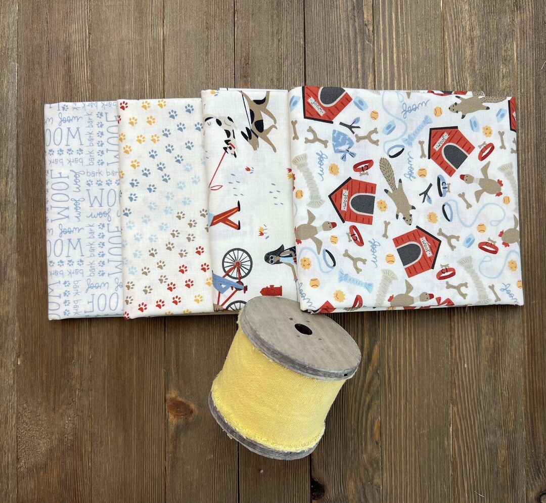 Dog Daze-half Yard Bundle 4 Cream Fabrics by Stacy Iest Hsu for Moda - Etsy