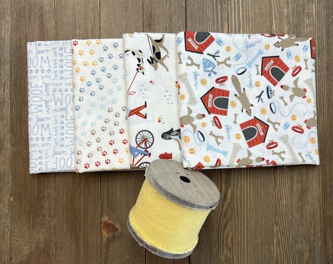 Dog Daze-half Yard Bundle (4 Cream Fabrics) by Stacy Iest Hsu for Moda ...