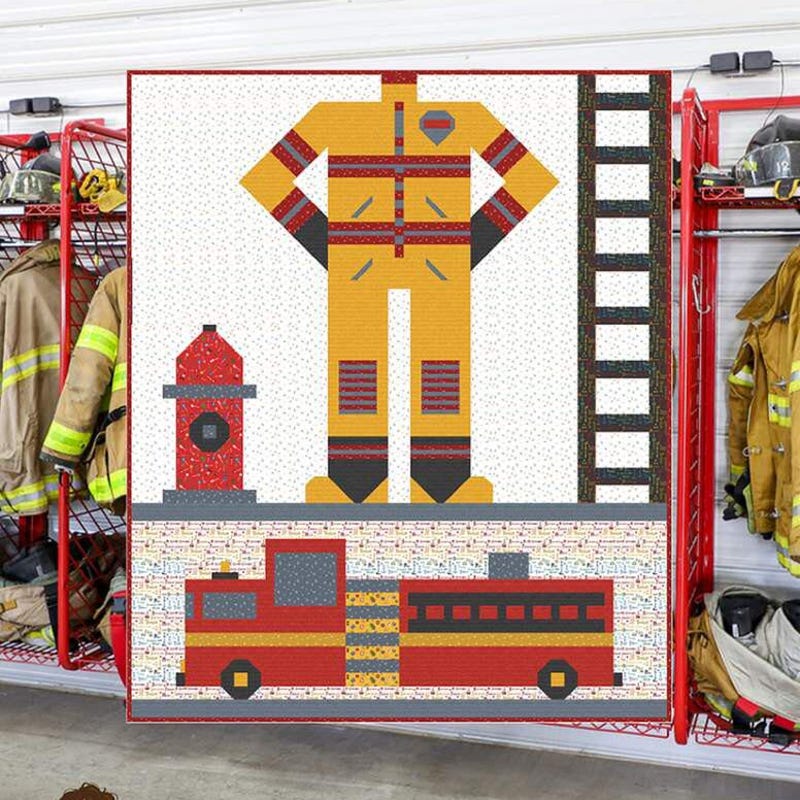 Firefighter Pattern Fabric - Etsy