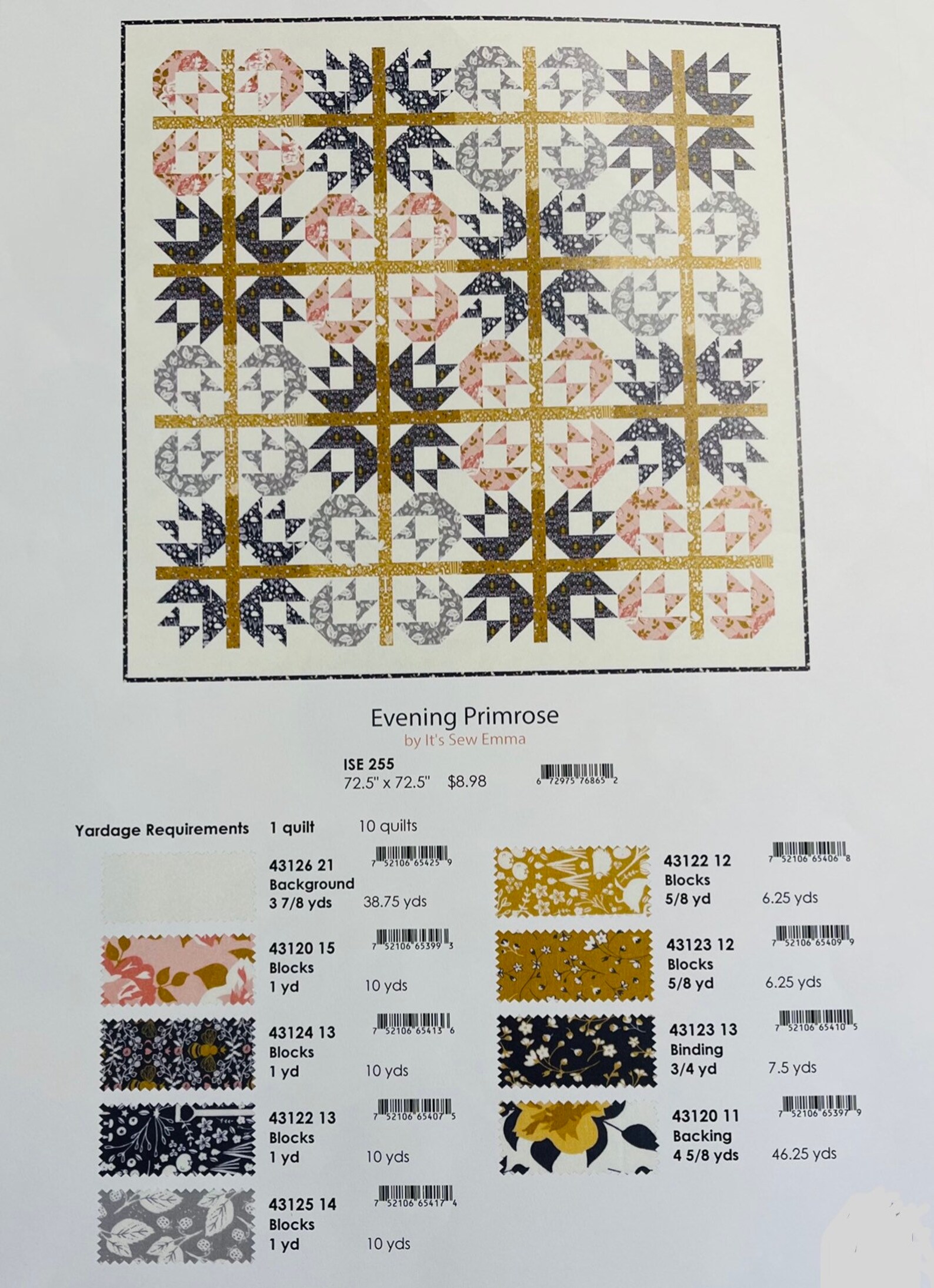 Evening Primrose Quilt Kit With Paper Pattern Finished Size - Etsy