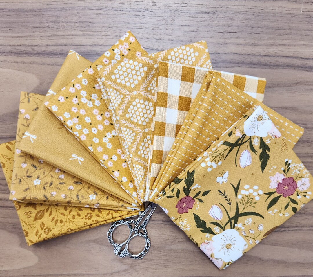 Evermore-fat Quarter Bundle 8 Gold Fabrics by Sweetfire Road for Moda ...