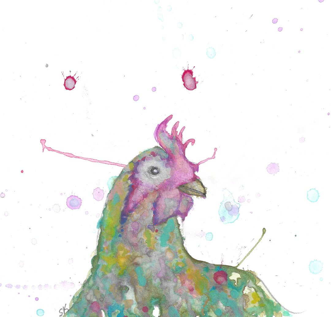 Watercolor Chicken, Rooster Hen Art Prints & Cards - Etsy