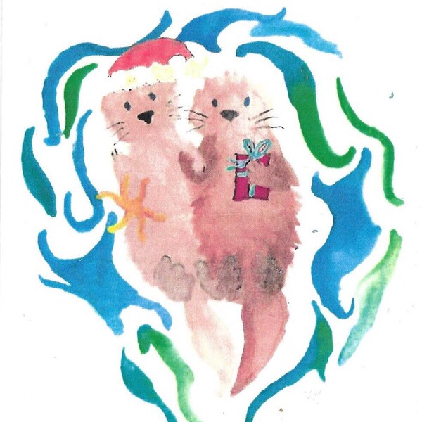 Sea Otter Christmas Card - Etsy