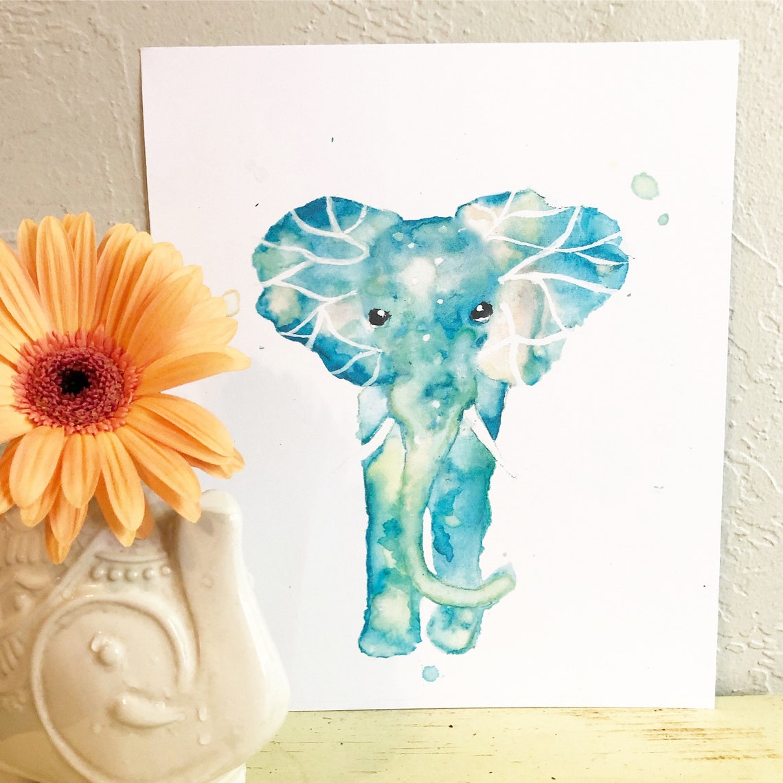Whimsical Elephant watercolor prints | Etsy