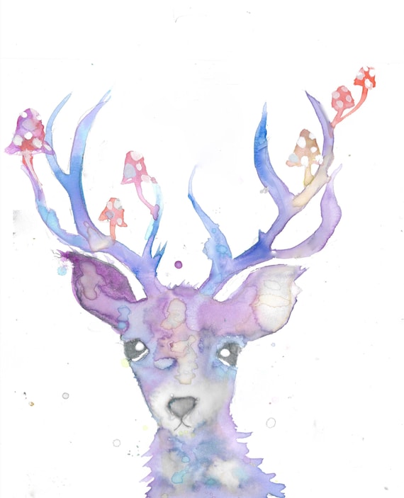 Magical Deer With Butterfly or Whimsical Wild Mushroom | Etsy