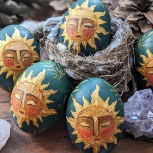 Ostara/easter- Sun Eggs- Hand Painted Wooden Eggs - Etsy