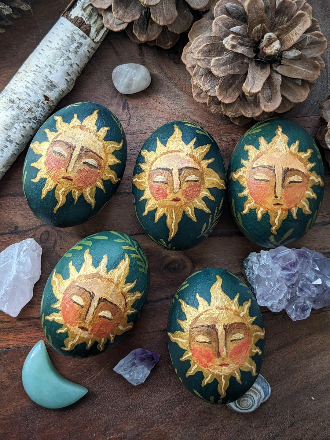 Ostara/easter- Sun Eggs- Hand Painted Wooden Eggs - Etsy