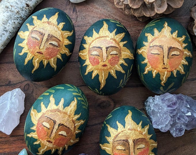 Ostara/easter- Sun Eggs- Hand Painted Wooden Eggs - Etsy