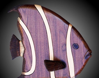 Emperor Angelfish Chainsaw Carving Regal Hand Carved Wooden Wall Mount ...