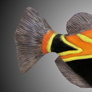 Hawaiian Humu Humu Trigger Fish Wall Sculpture Hand Carved Made to ...